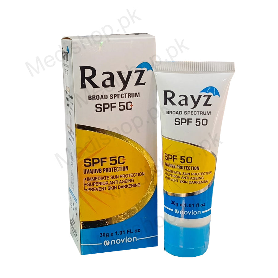 Rayz Broad Spectrum SPF 50 Sunblock 30gm – Medishop.pk