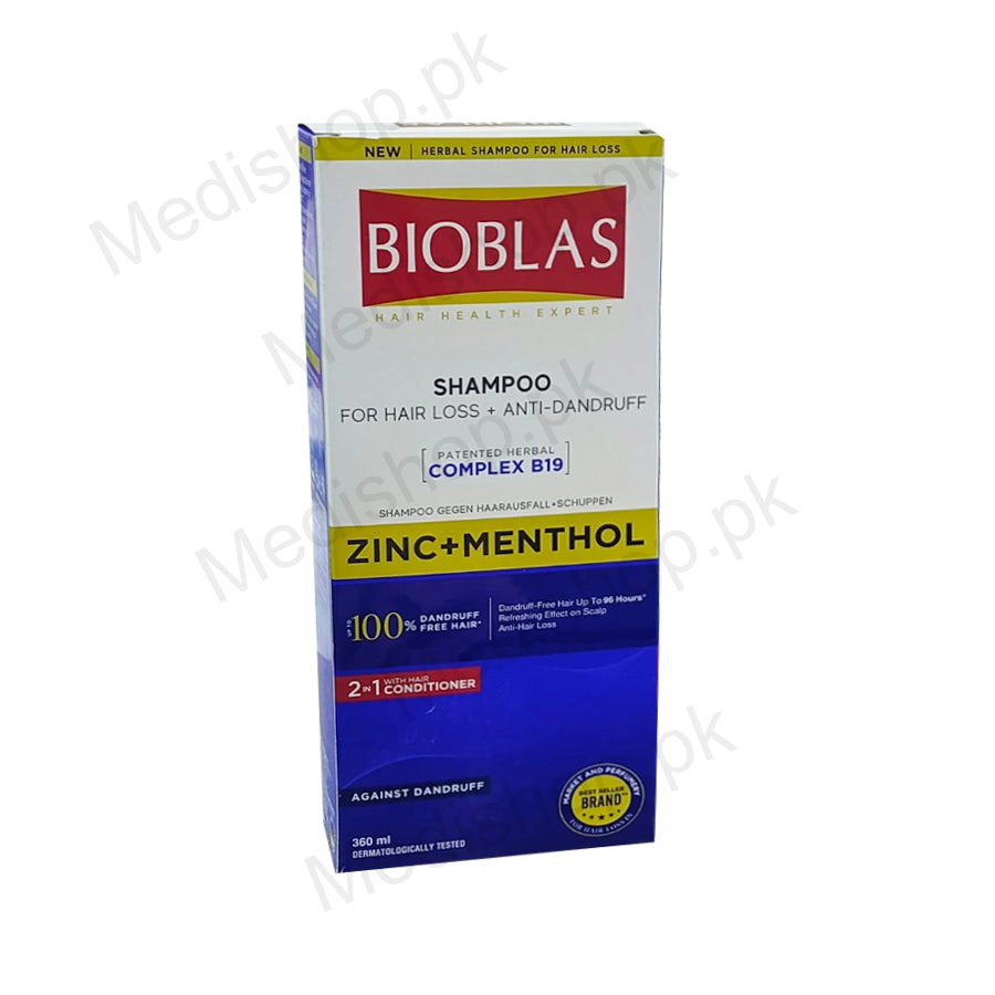 Bioblas Zinc+Menthol Hair Loss and Anti-Dandruff Herbal Shampoo 360ml ...
