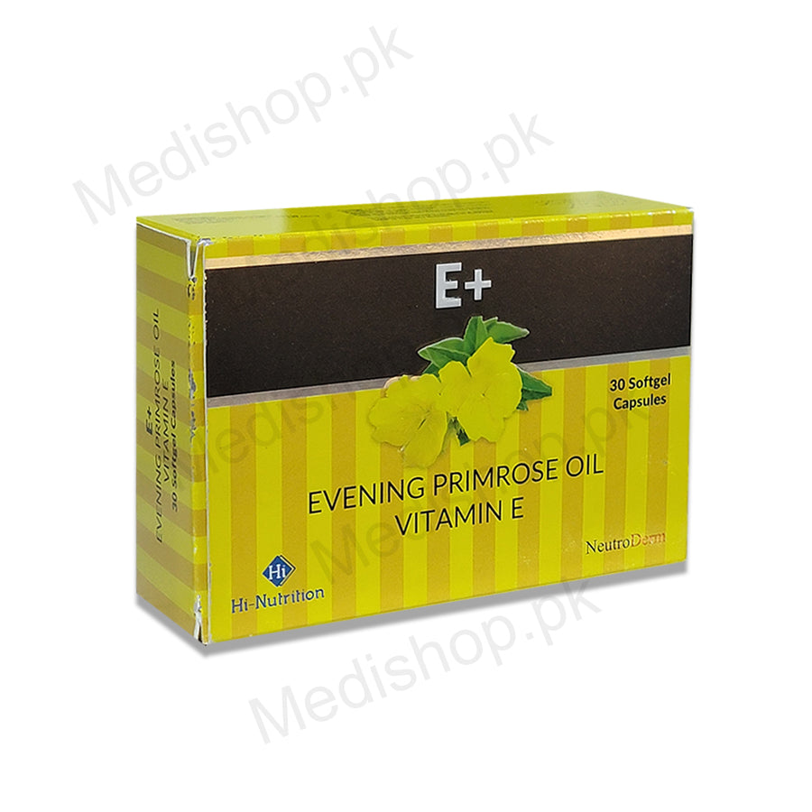 E+ Evening Primrose Oil Vitamin E Capsule – Medishop.pk