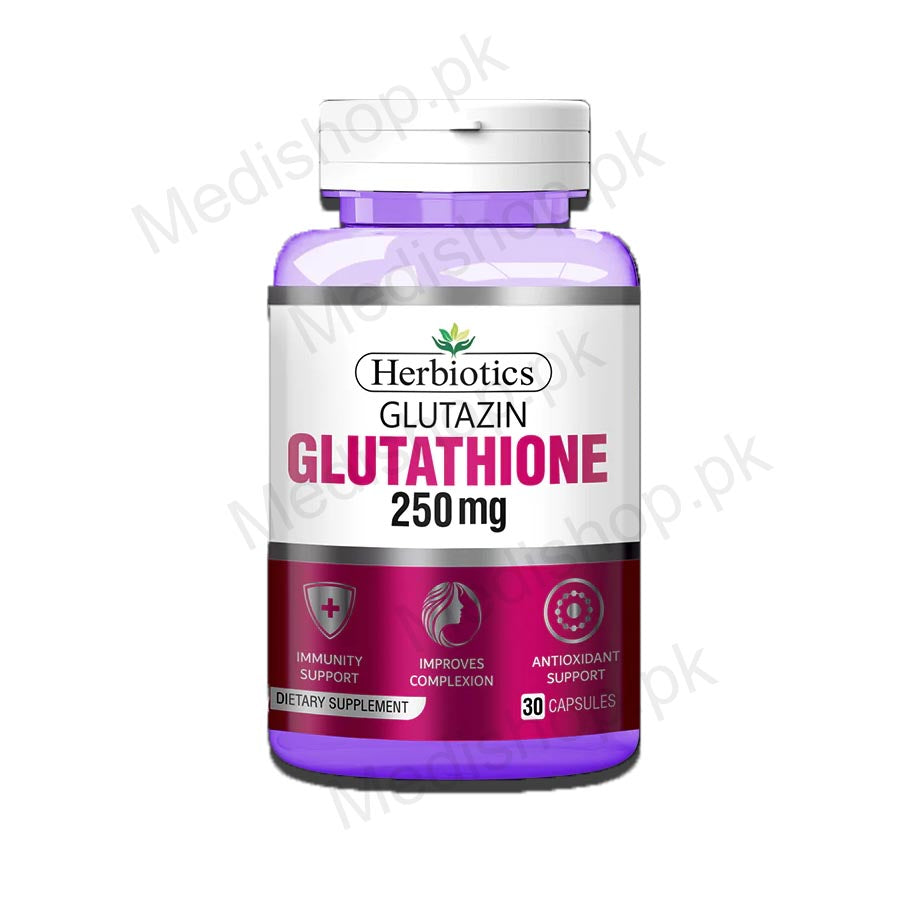 Herbiotics Glutazin (Glutathione 250mg Capsules) – Medishop.pk