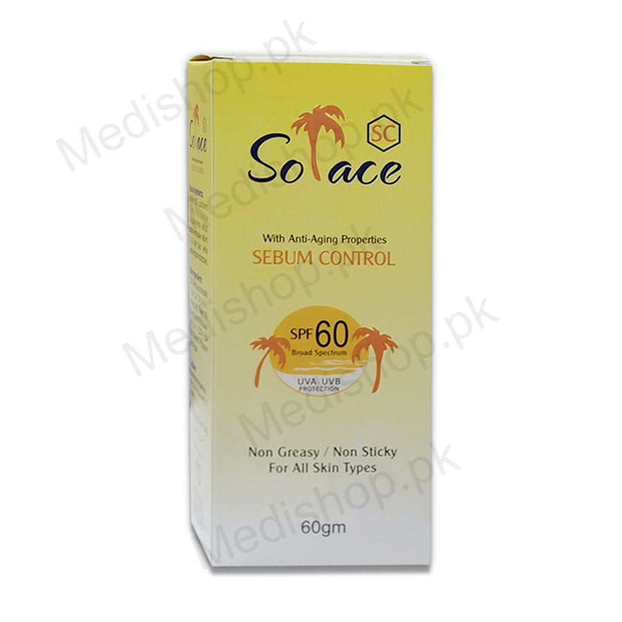 Solace Sun Block SPF60 Cream – Medishop.pk