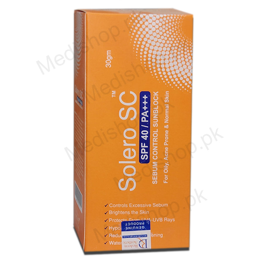 Solero Sc SPF 40 PA+++ Sebum Control Sunblock – Medishop.pk