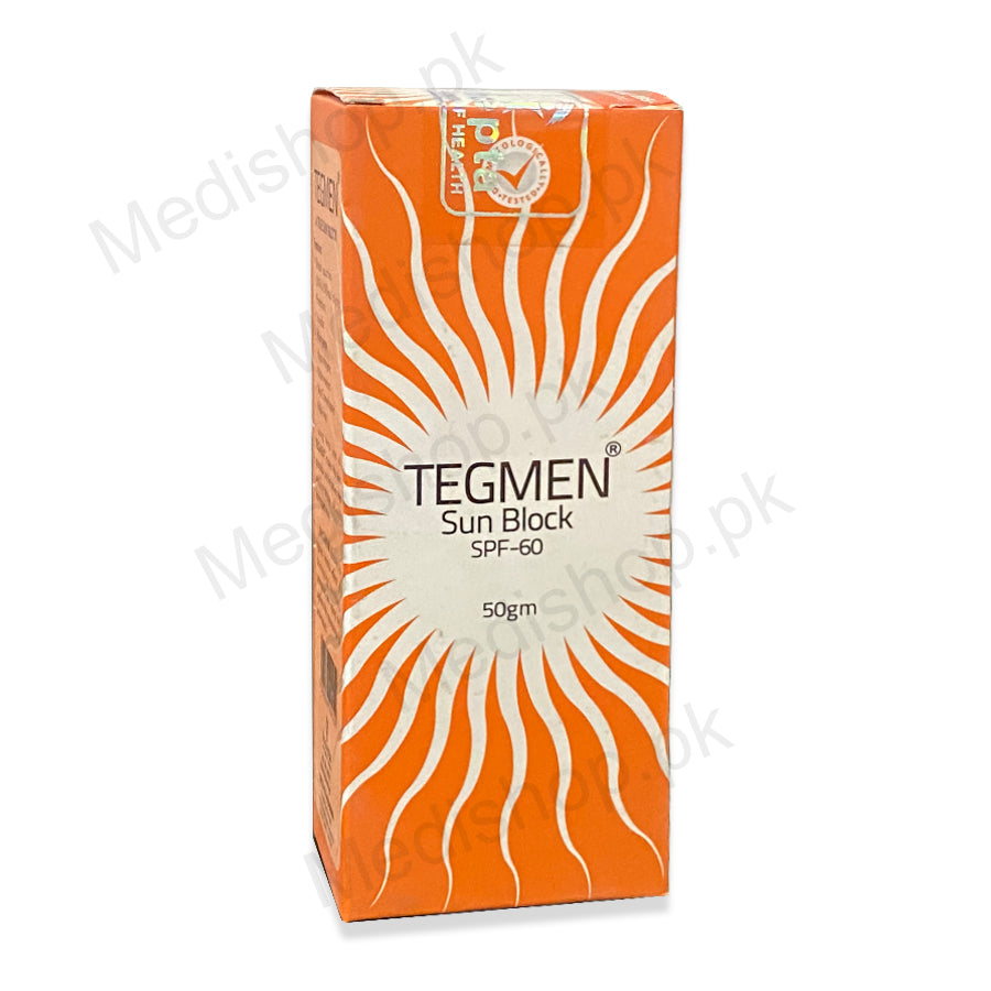 Tegmen Sun Block SPF-60 50gm – Medishop.pk
