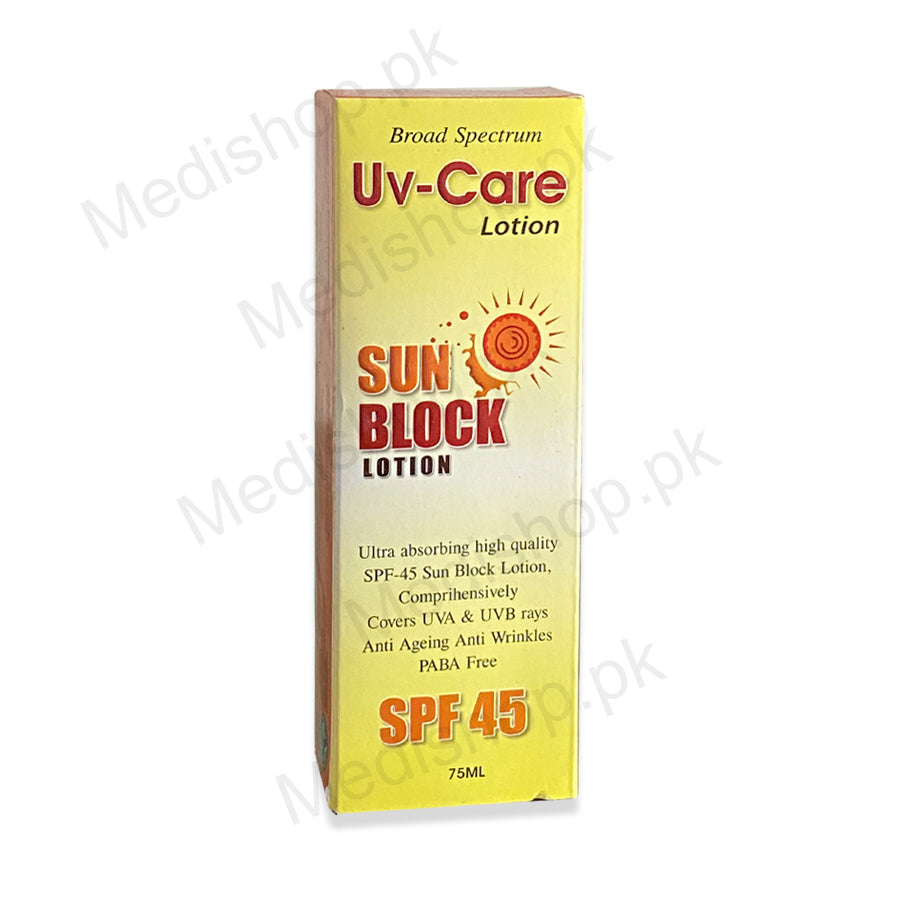 Uv-Care Sun Block Lotion 75ml SPF45 – Medishop.pk