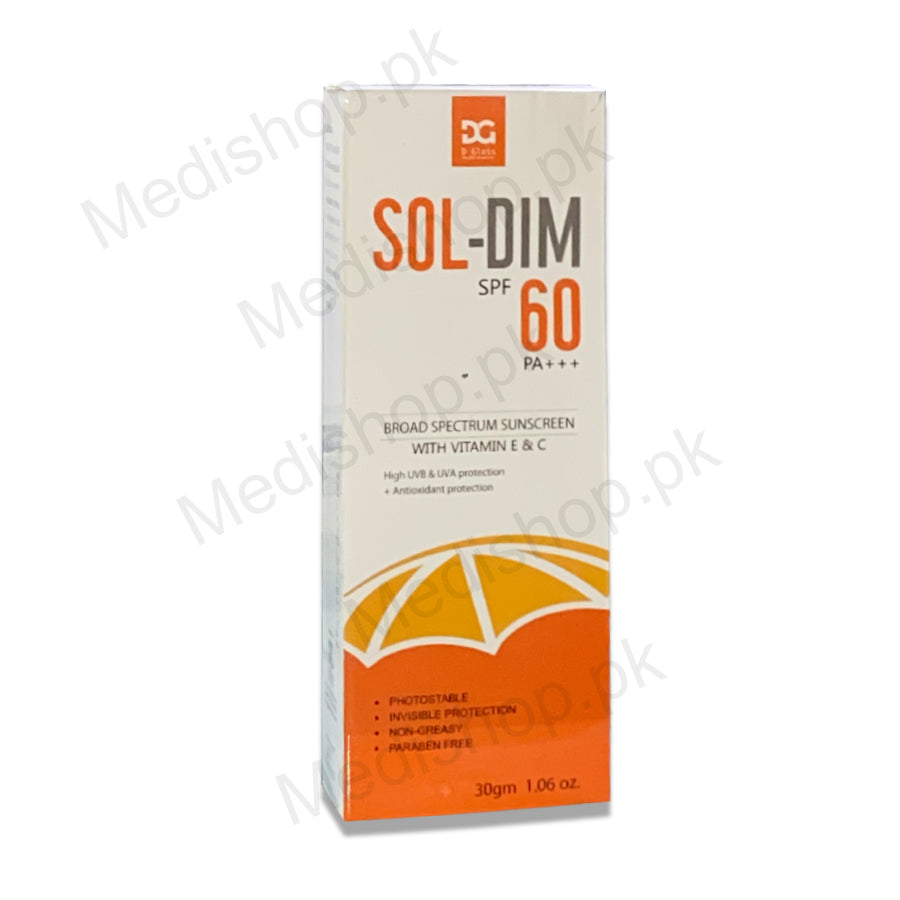 SOL DIM SPF 60 Sunblock 30gm – Medishop.pk
