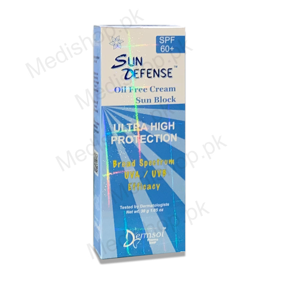 Sun Defense Oil Free Cream Sunblock SPF60+ – Medishop.pk