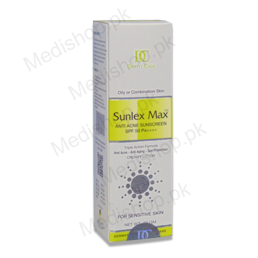 Sunlex Max Anti Acne Sun Screen SPF 50 Pa+++ – Medishop.pk